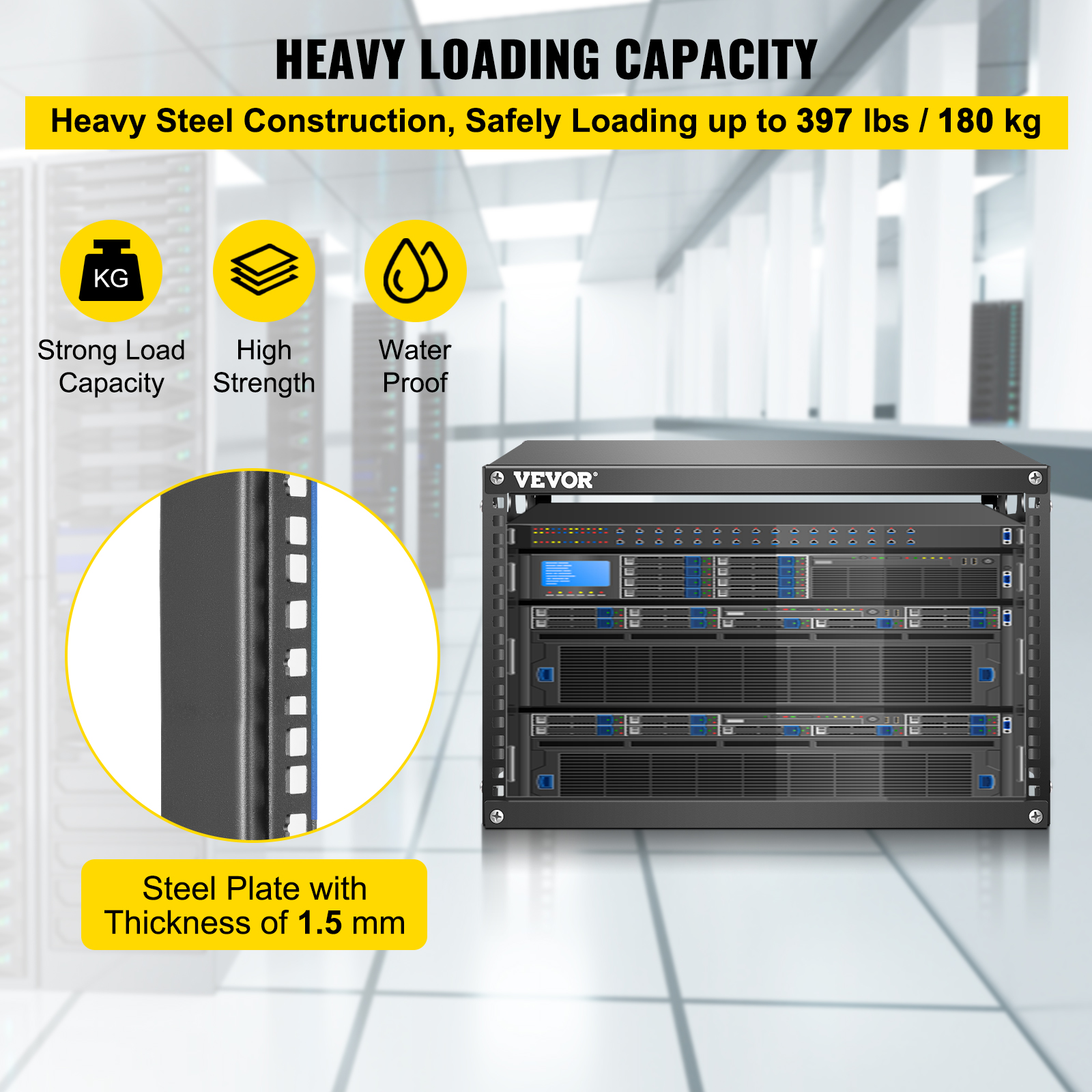 VEVOR Server Rack, 6U Open Frame Rack, 4-Post IT Server Network Relay ...