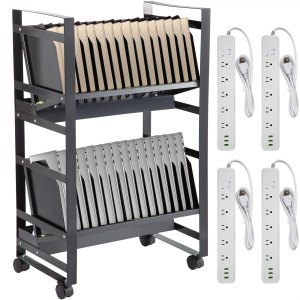 VEVOR Open Charging Cart, 32 Device, Charging Cabinet for Charge and ...