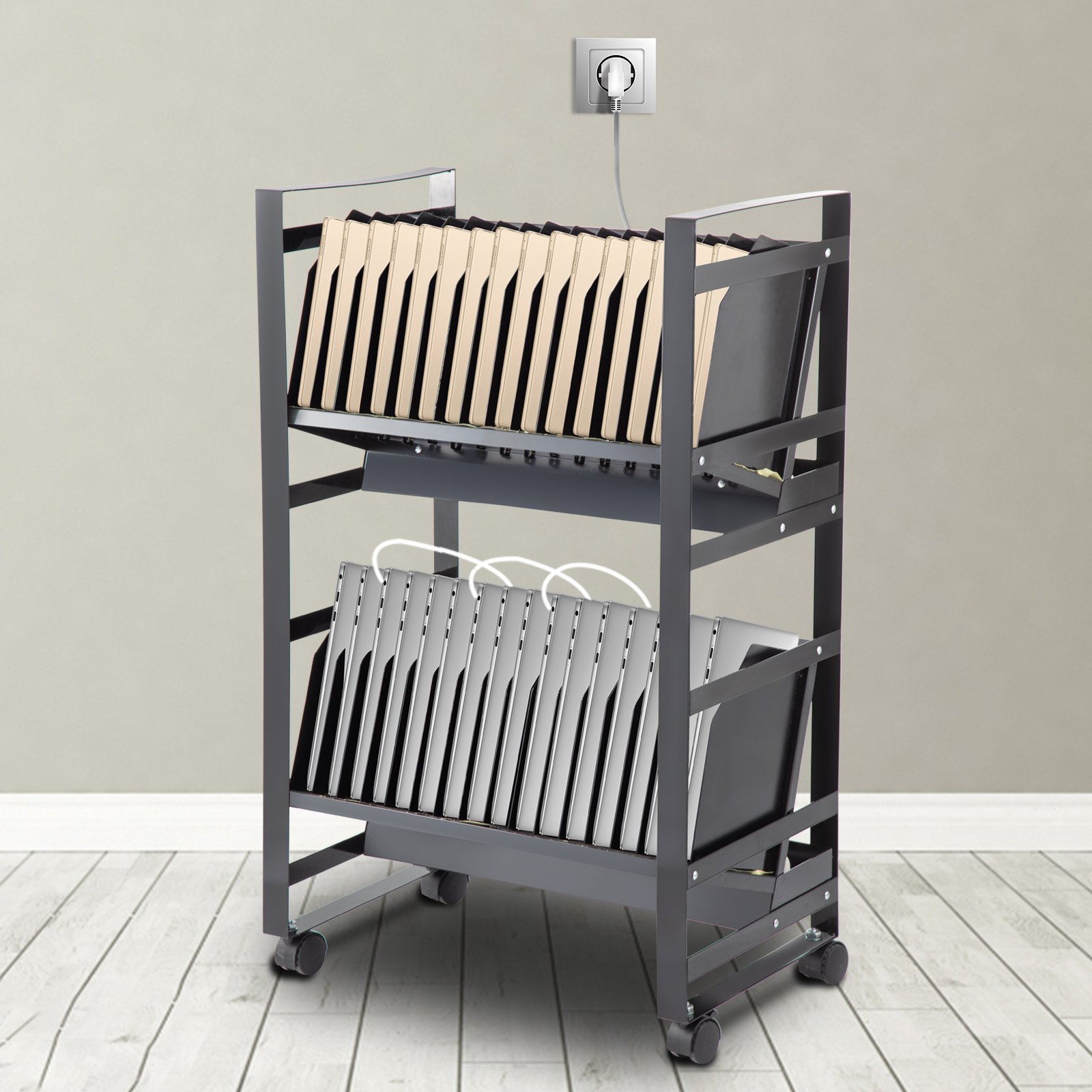 VEVOR Open Charging Cart, 32 Device, Charging Cabinet for Charge and ...