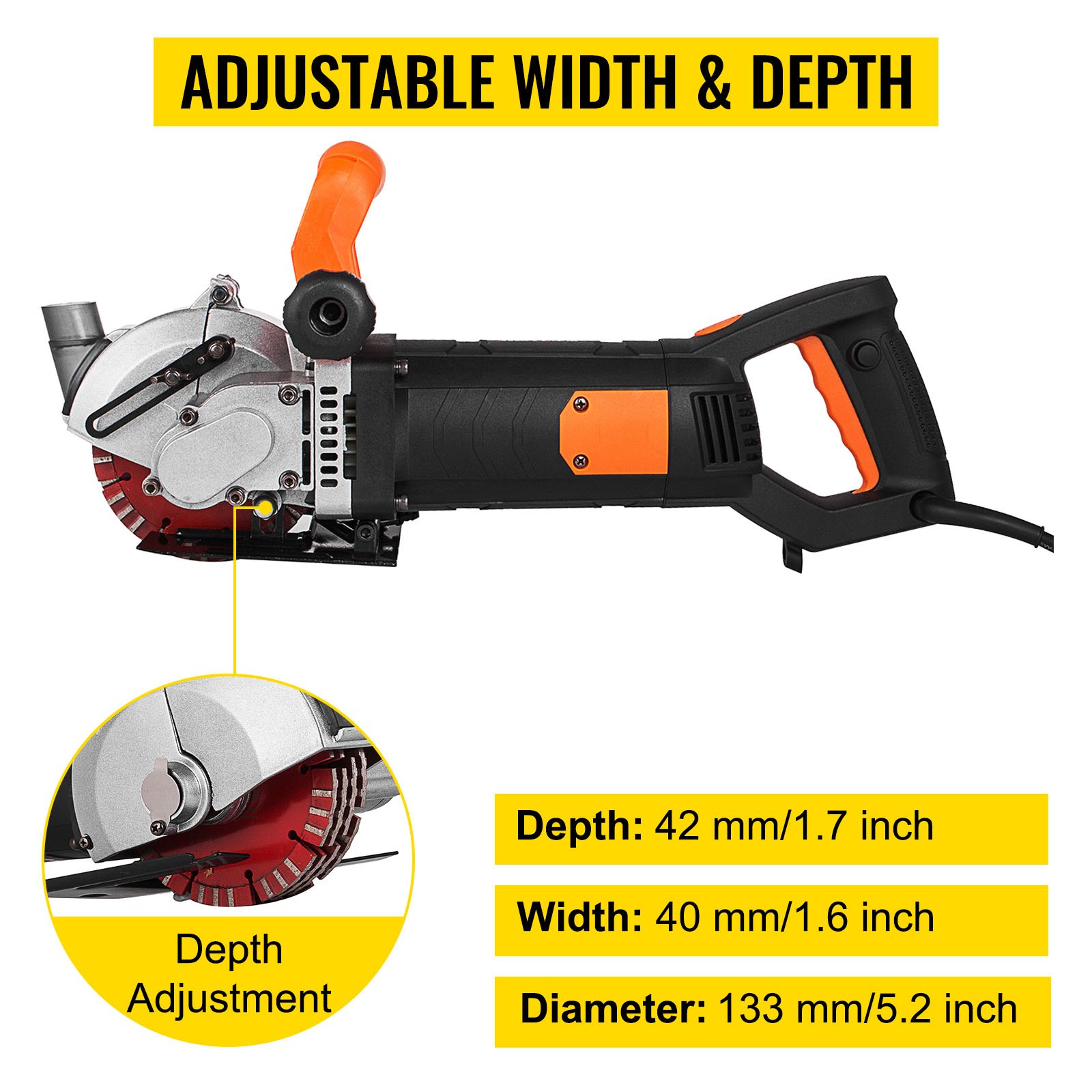VEVOR 42mm Electric Wall Chaser Groove Cutting Machine Wall slotting ...