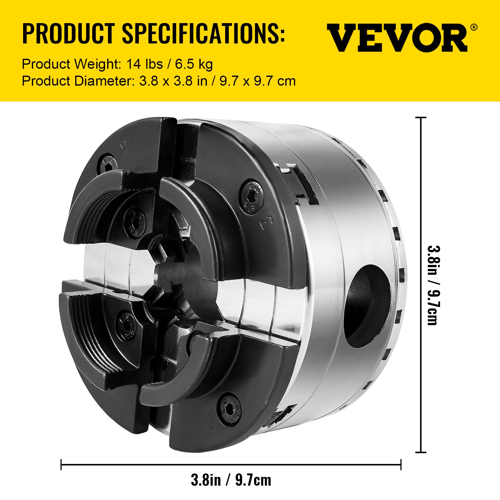 VEVOR Lathe Chuck, 3.75 inch Woodturning Chuck 4 Jaws Wood Lathe Bowl ...