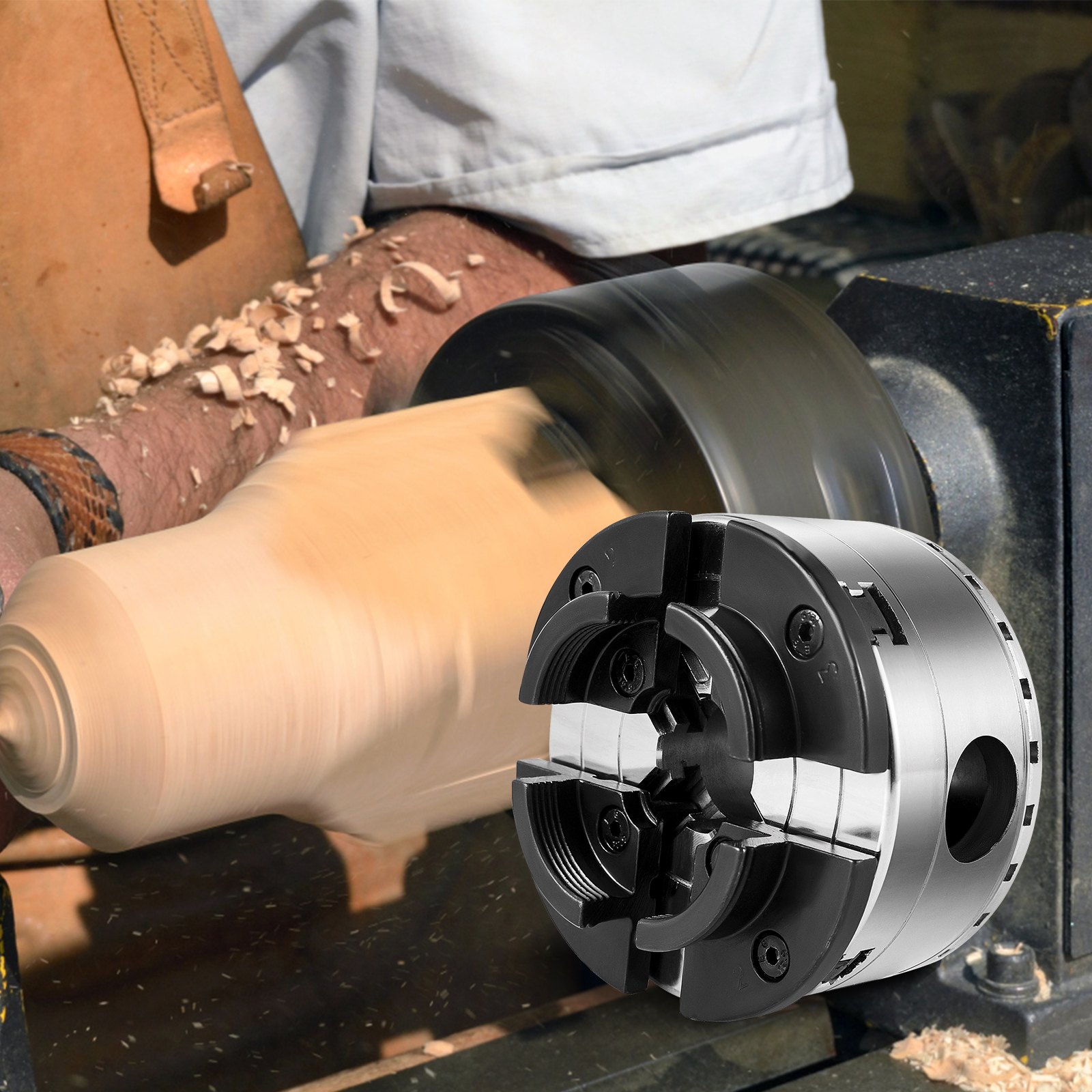 VEVOR VEVOR Lathe Chuck 3.75-inch Woodturning Chuck 4 Jaws Lathe Chucks ...