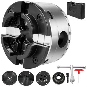 VEVOR Lathe Chuck, 4inch Wood turning Chuck 4 Jaws 1inch x 8TPI Thread ...