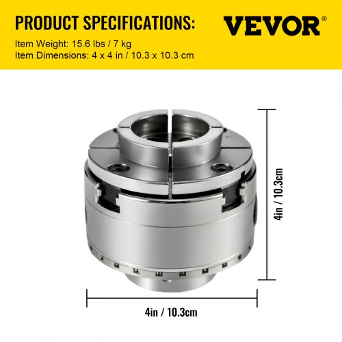 VEVOR Lathe Chuck 4-inch Woodturning Chuck 4 Jaws 1inch x 8TPI Thread ...