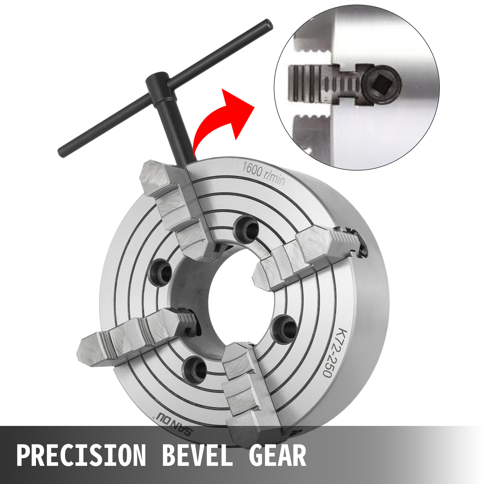 K72-250 10" 4jaw Lathe Chuck Independent 1800 R/min Milling Machine ...