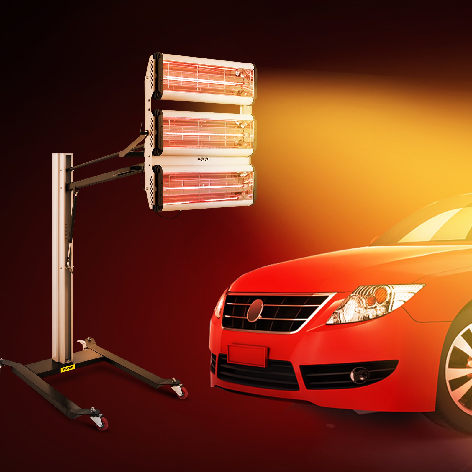 VEVOR 3000W Time Display Paint Baking Booth Infrared Paint Lamp Heater ...