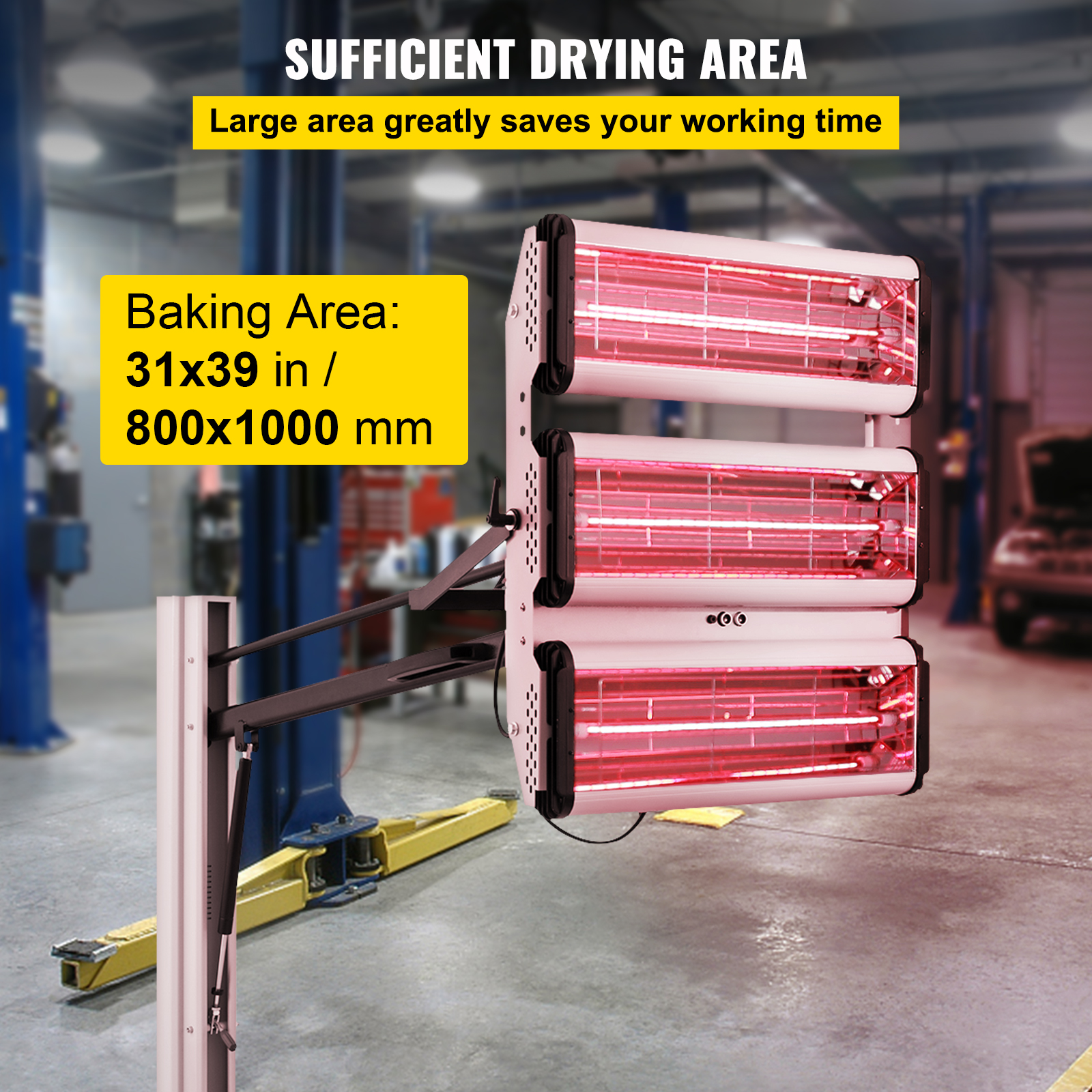 VEVOR 3KW Infrared Paint Curing Lamp Heating Baking Light w/LED Auto ...