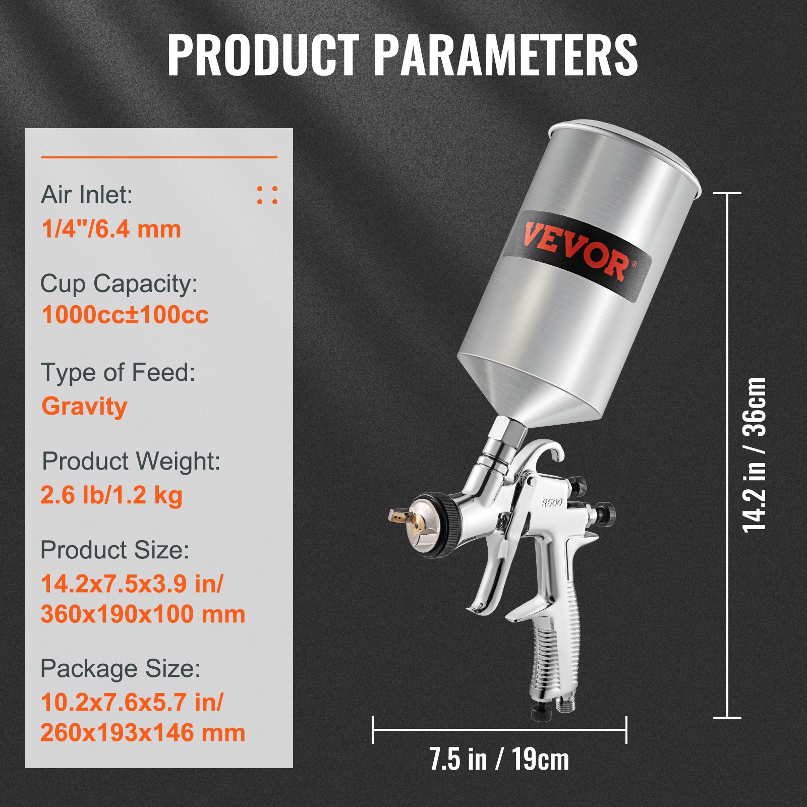 VEVOR LVLP Air Spray Gun, High Performance Gravity Feed Piant Sprayer 1 ...