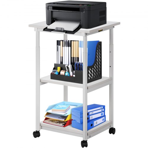 VEVOR Printer Stand, 3 Tiers, Rolling Machine Cart with Adjustable ...