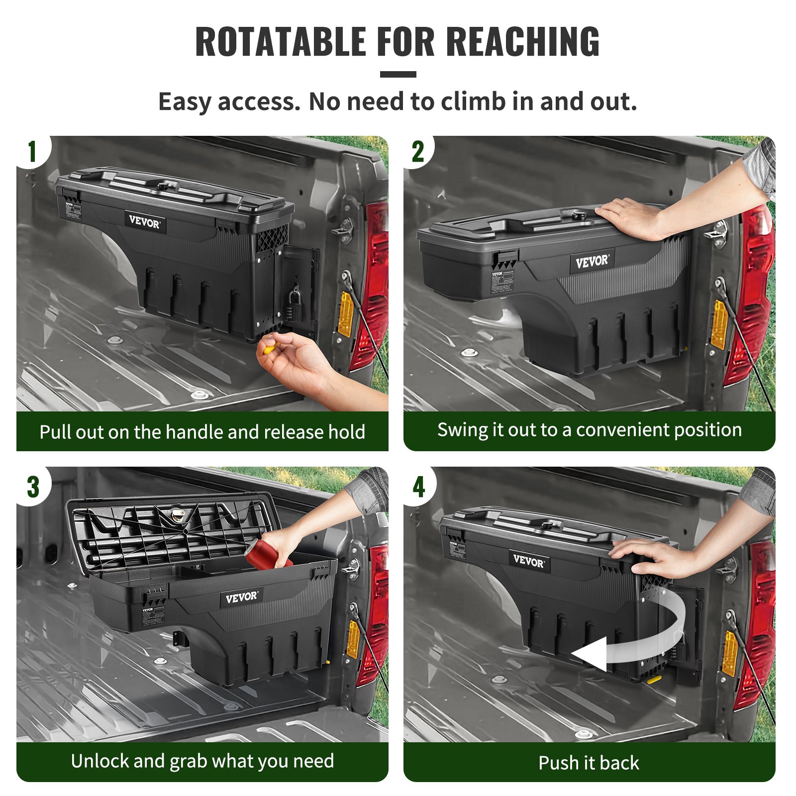 VEVOR Truck Bed Storage Box, Lockable Lid, Waterproof ABS Wheel Well ...