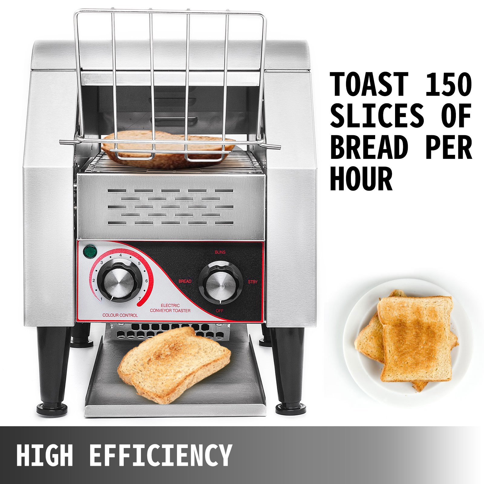 VEVOR Commercial Conveyor Toaster, 150 Slices / Hour, 1340W Stainless ...