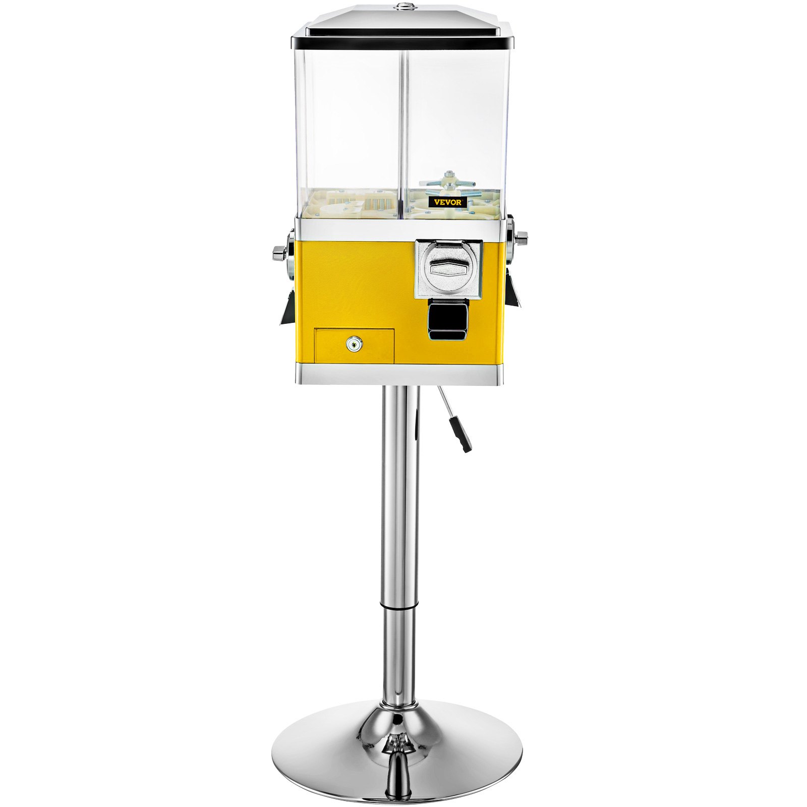 VEVOR Gumball Machine with Stand, Yellow Quarter Candy Dispenser ...