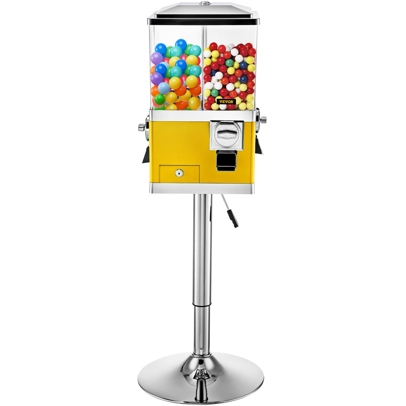 VEVOR Gumball Machine with Stand, Yellow Quarter Candy Dispenser ...