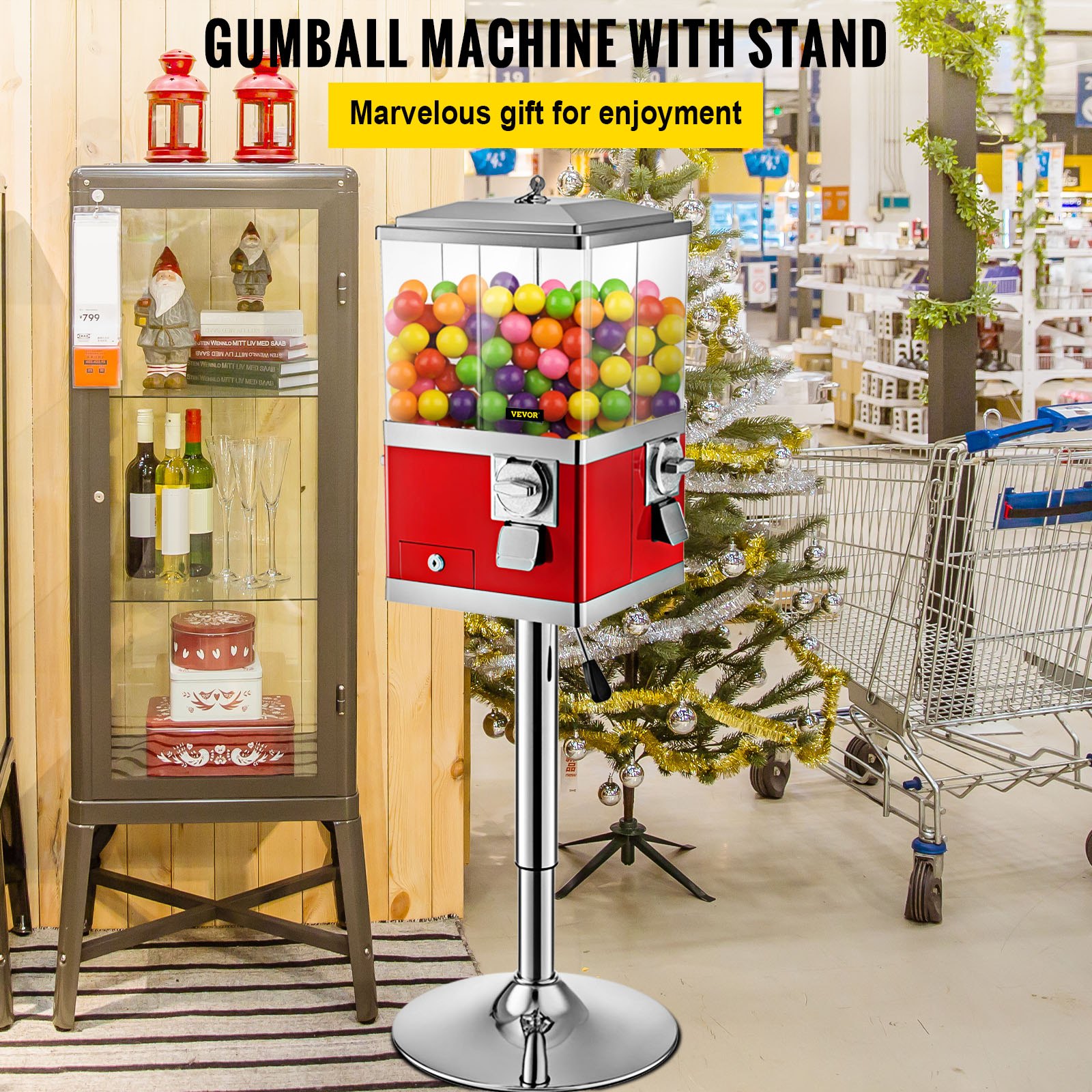 VEVOR Vending Machine with Stand,Rotatable Four Compartments Square ...