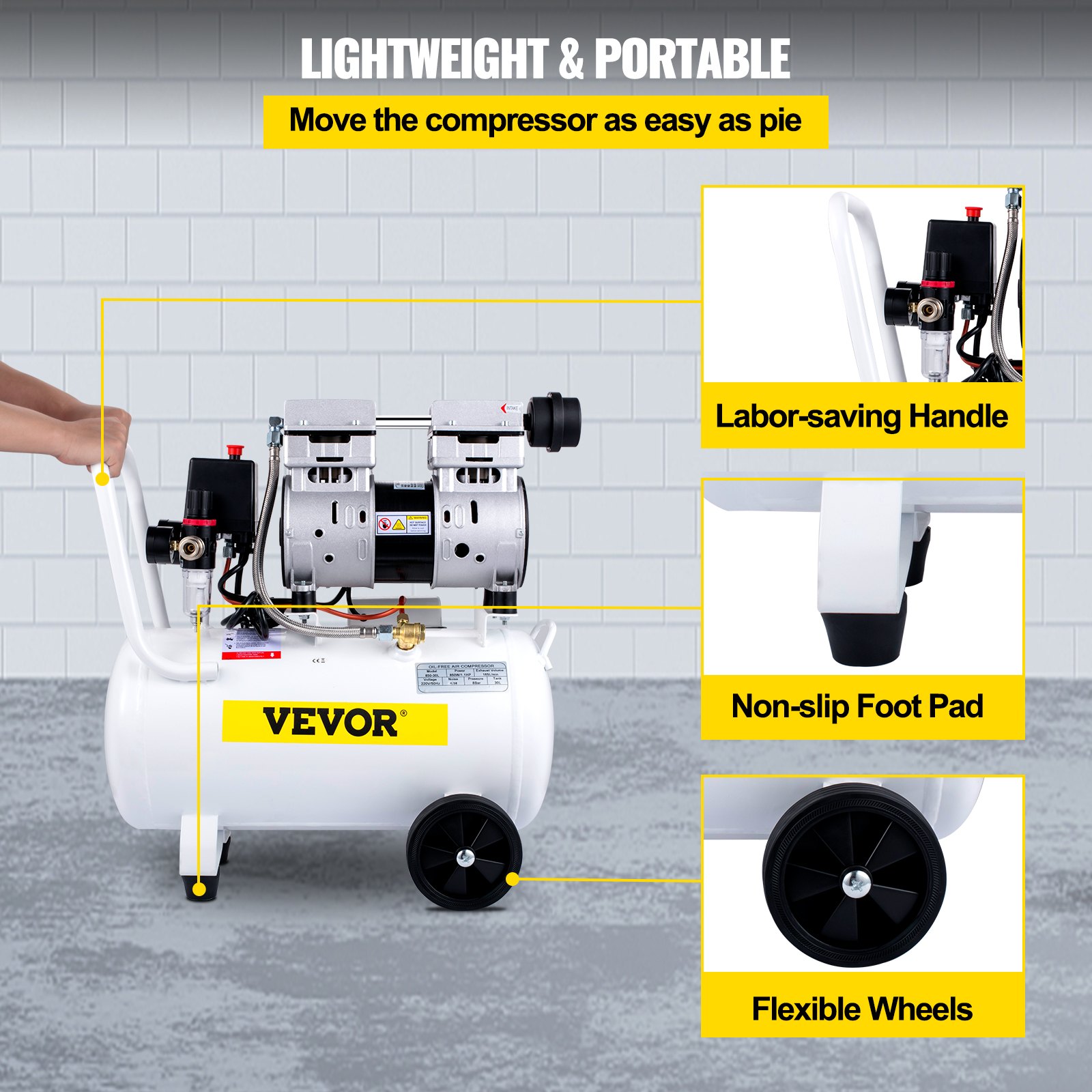 VEVOR VEVOR Air Compressor, 30L/6.6Gallon Air Compressor Tank, 1.1HP ...