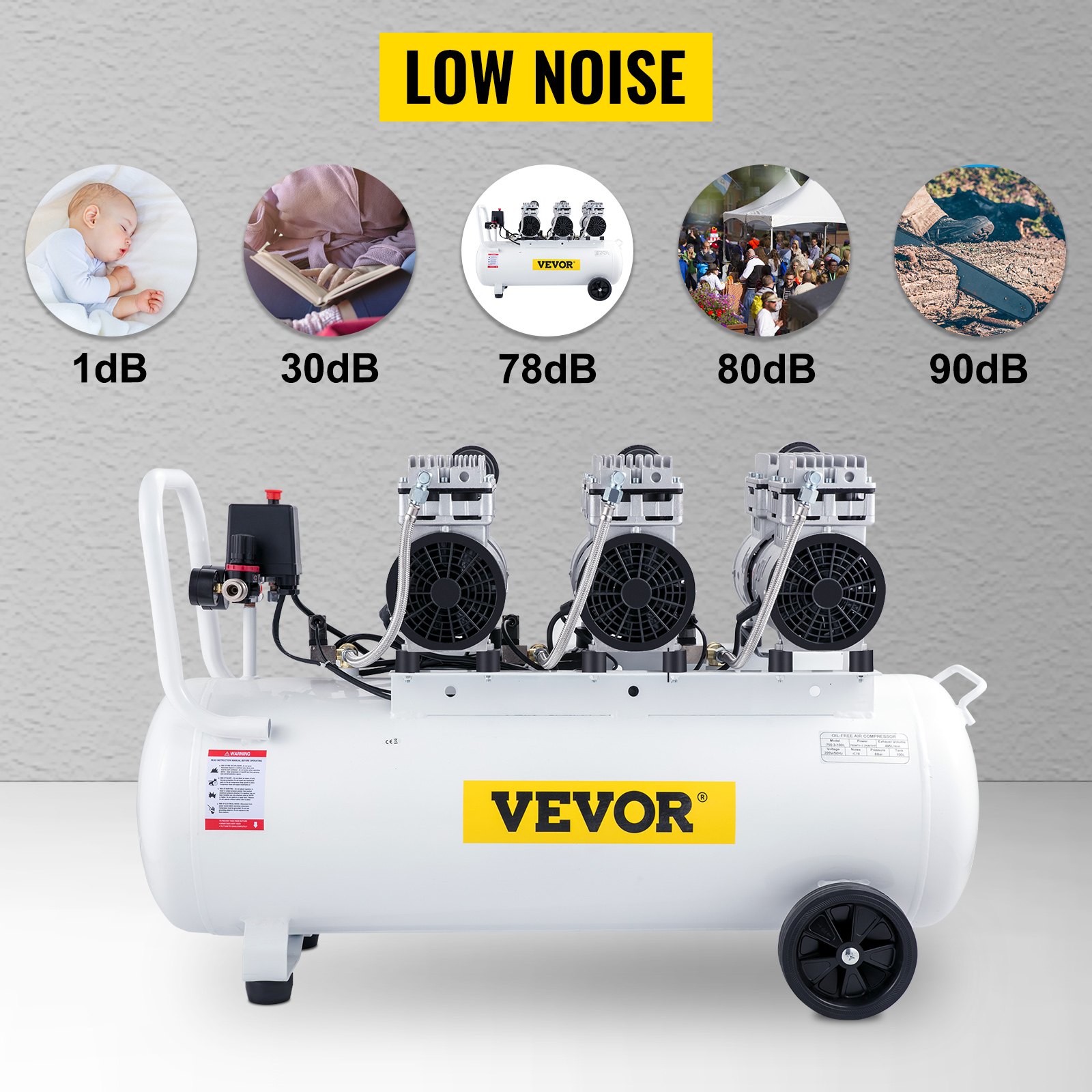 VEVOR 22 Gallon/100l Ultra Quiet Oil-air Compressor | VEVOR EU