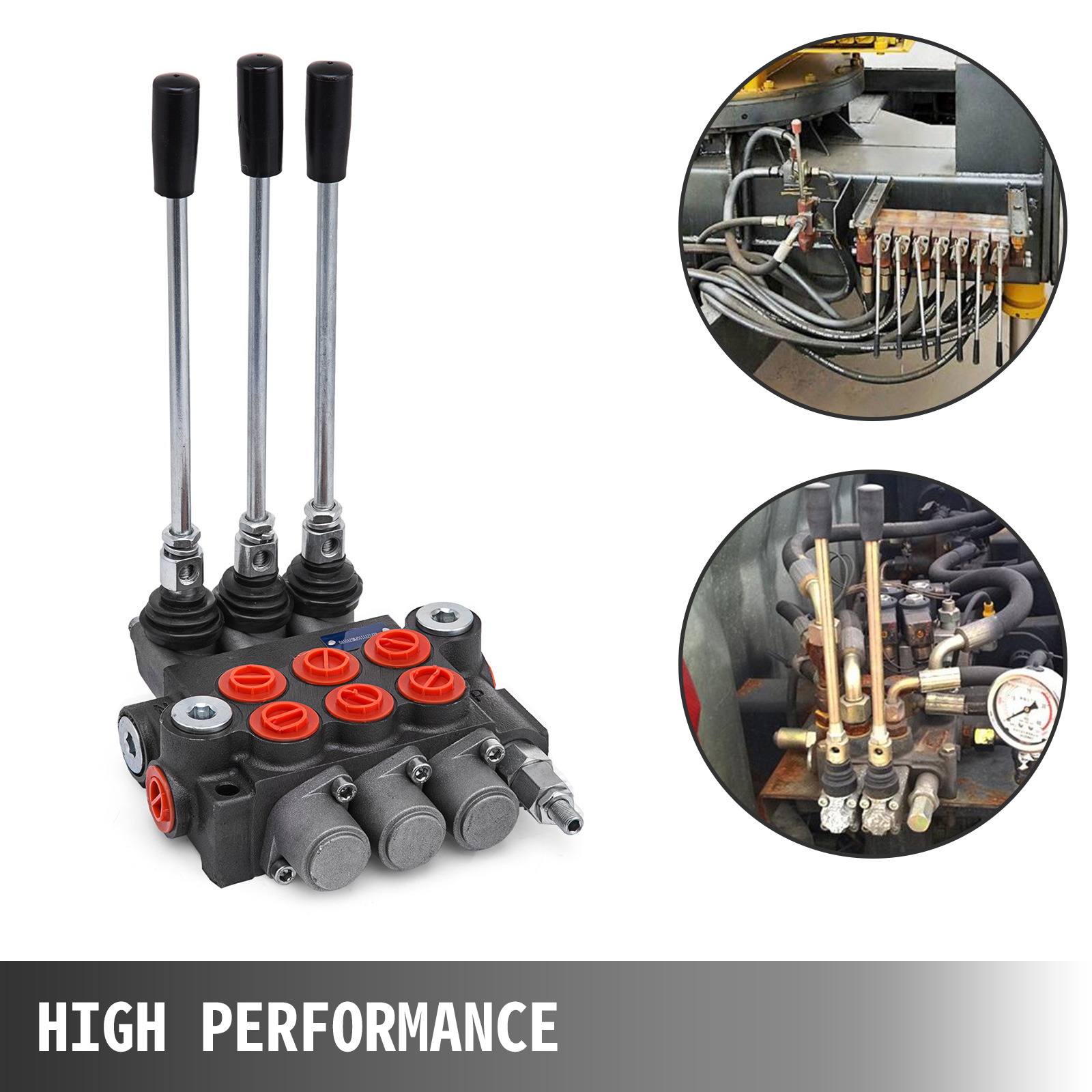 3 Spool Hydraulic Directional Control Valve Double Acting 11 GPM | VEVOR US