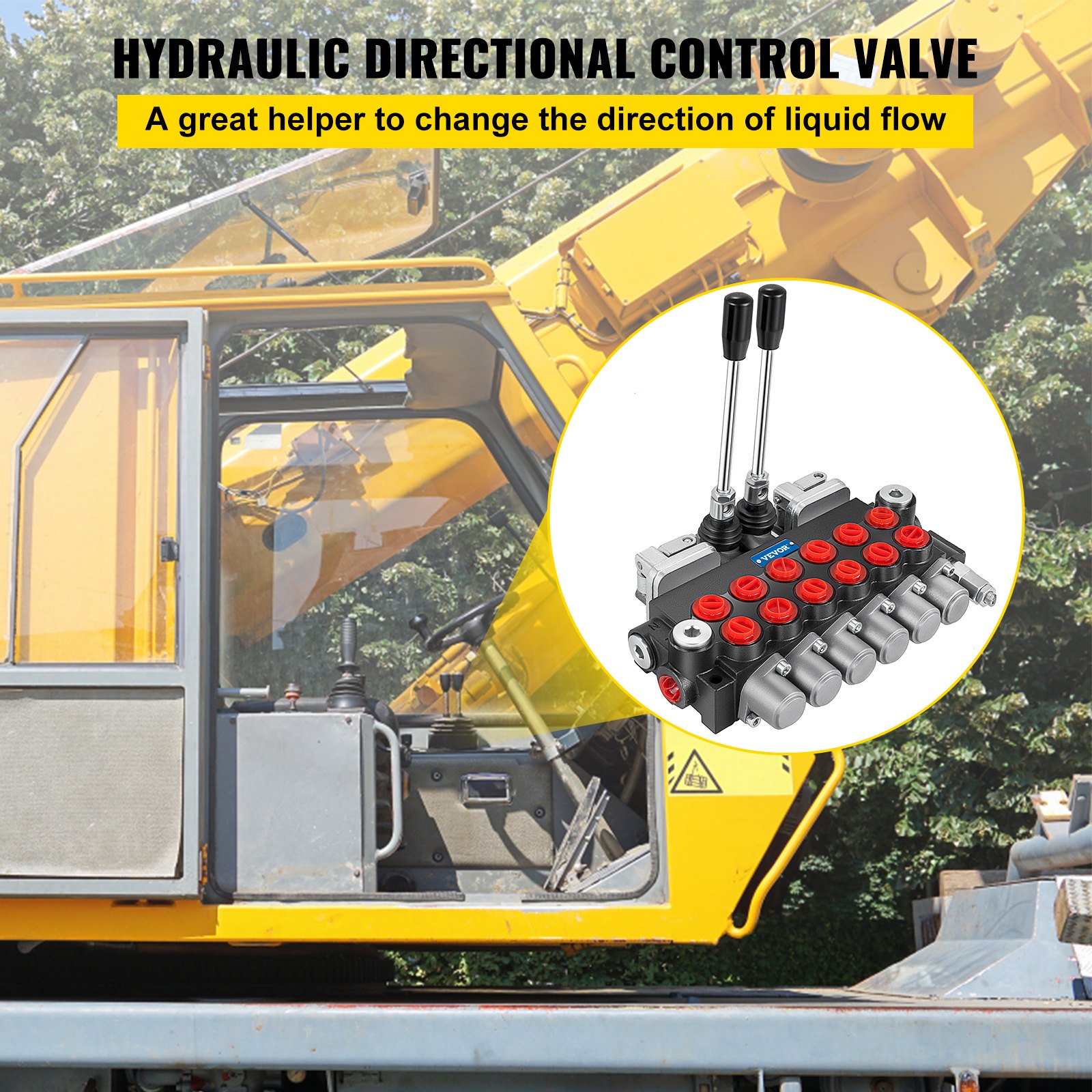 VEVOR Hydraulic Directional Control Valve, 6 Spool Hydraulic Spool ...