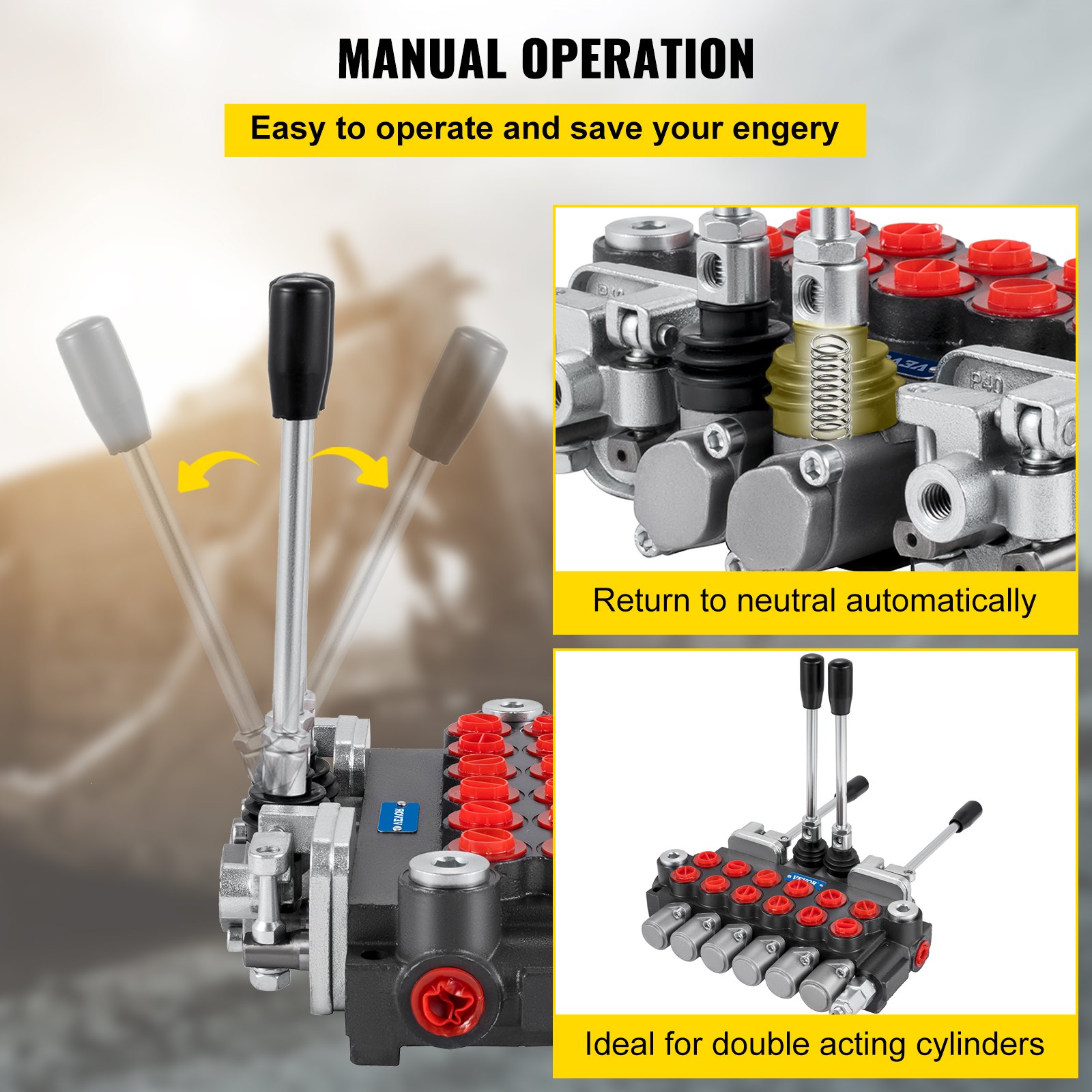 VEVOR Hydraulic Directional Control Valve, 6 Spool Hydraulic Spool ...