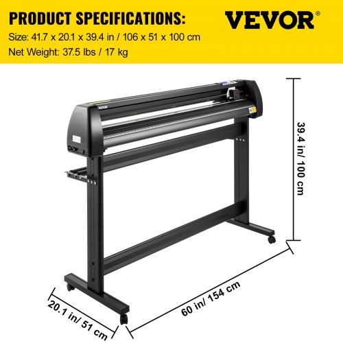 VEVOR Vinyl Cutter Machine, 53in / 1350mm, LED Plotter Printer, Precise ...