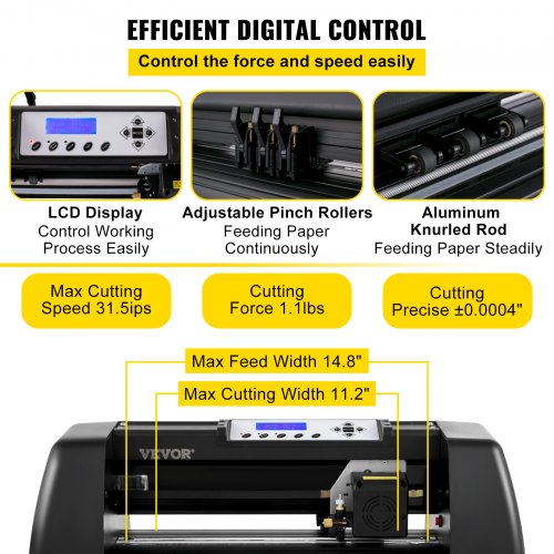 VEVOR Vinyl Cutter Machine, 14in / 375mm, LED Plotter Printer, Precise ...
