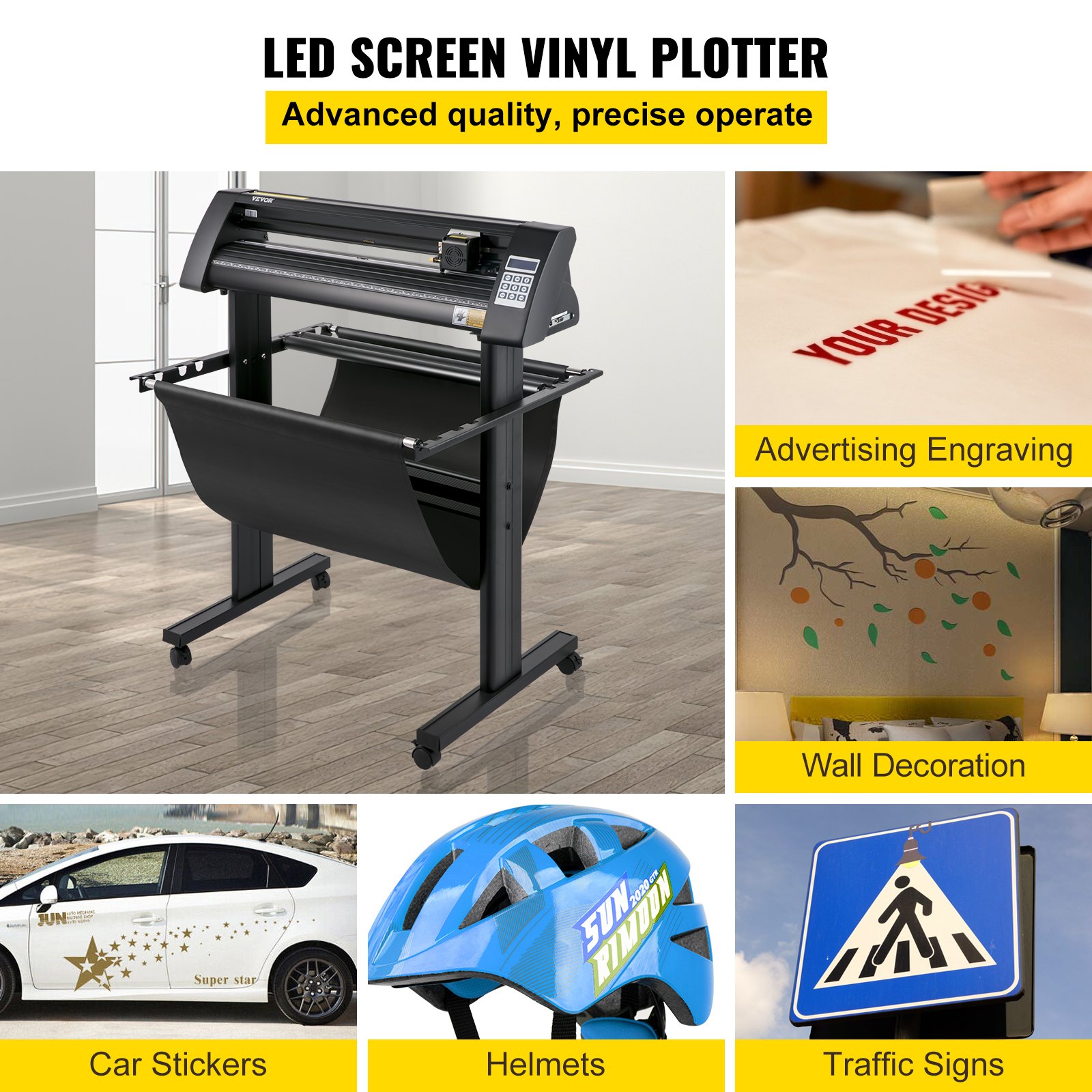 VEVOR Vevor Vinyl Cutter 720mm Vinyl Plotter Led Guide Light ...