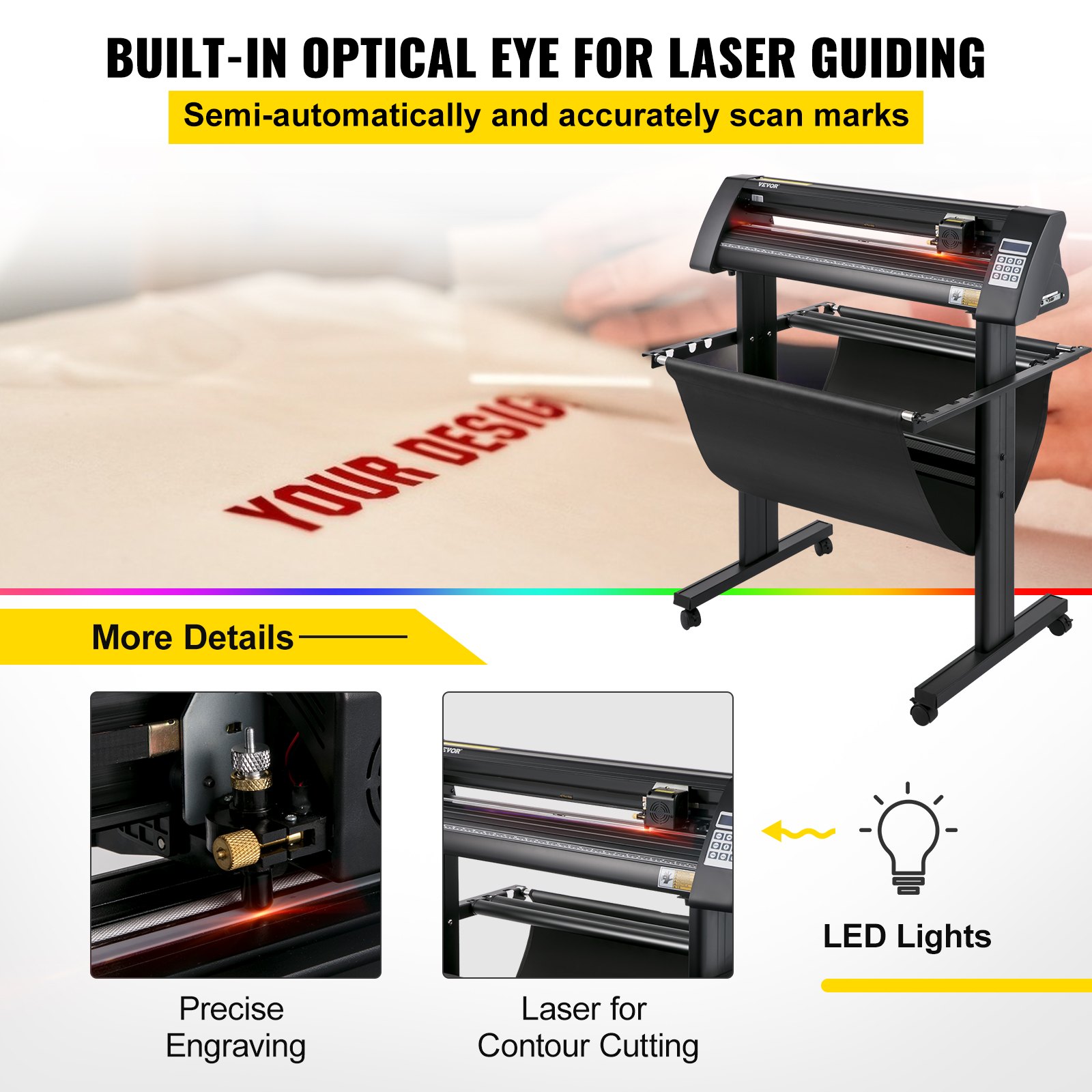 VEVOR Vevor Vinyl Cutter 720mm Vinyl Plotter Led Guide Light ...