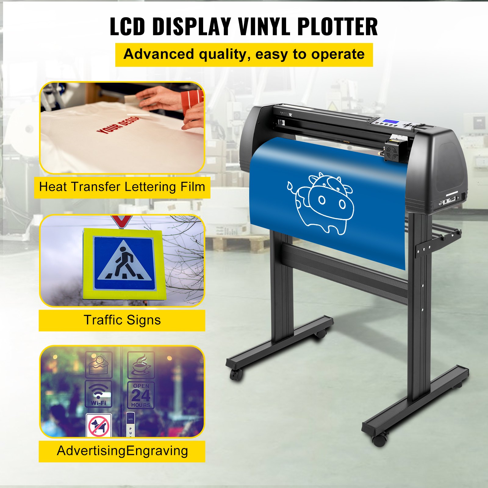 VEVOR Vinyl Cutter Machine, 34in / 870mm, LED Plotter Printer, Precise ...