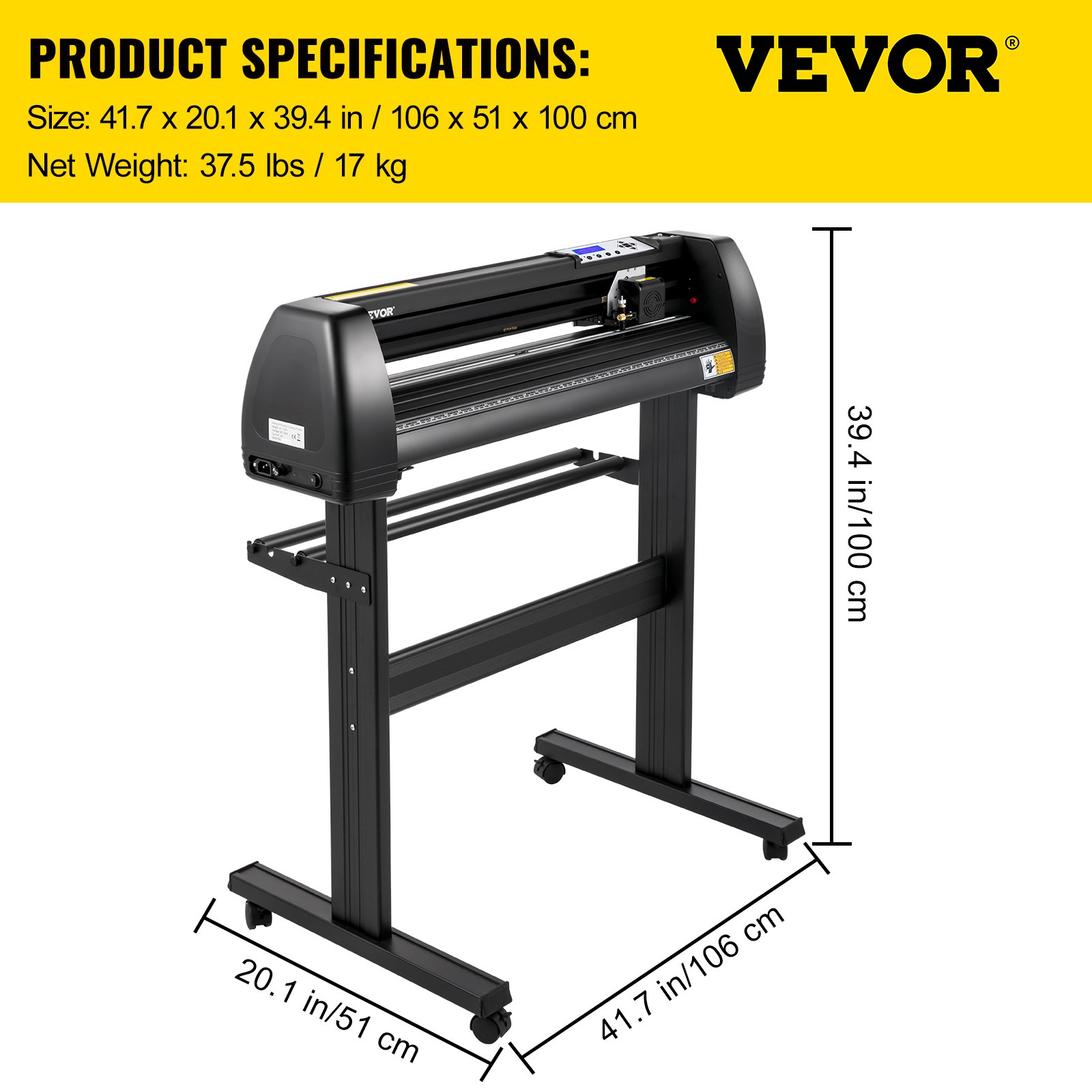 VEVOR Vinyl Cutter Machine, 34in / 870mm, LED Plotter Printer, Precise ...