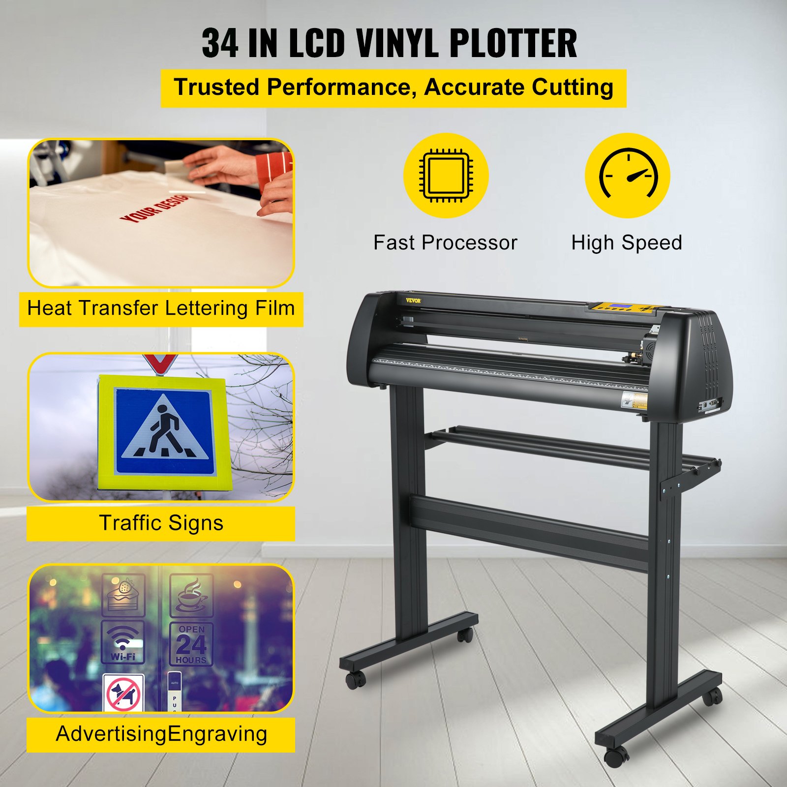 VEVOR 34In Vinyl Cutter Machine w/ Floor Stand Vinly Plotter Tool Kit ...