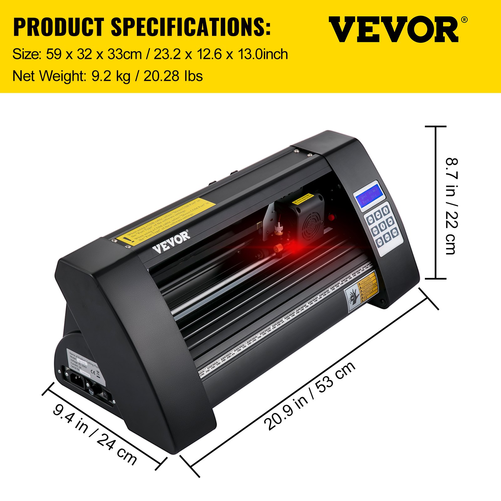 VEVOR VEVOR Vinyl Cutter 14in 375mm Vinyl Plotter LED Guide Light ...