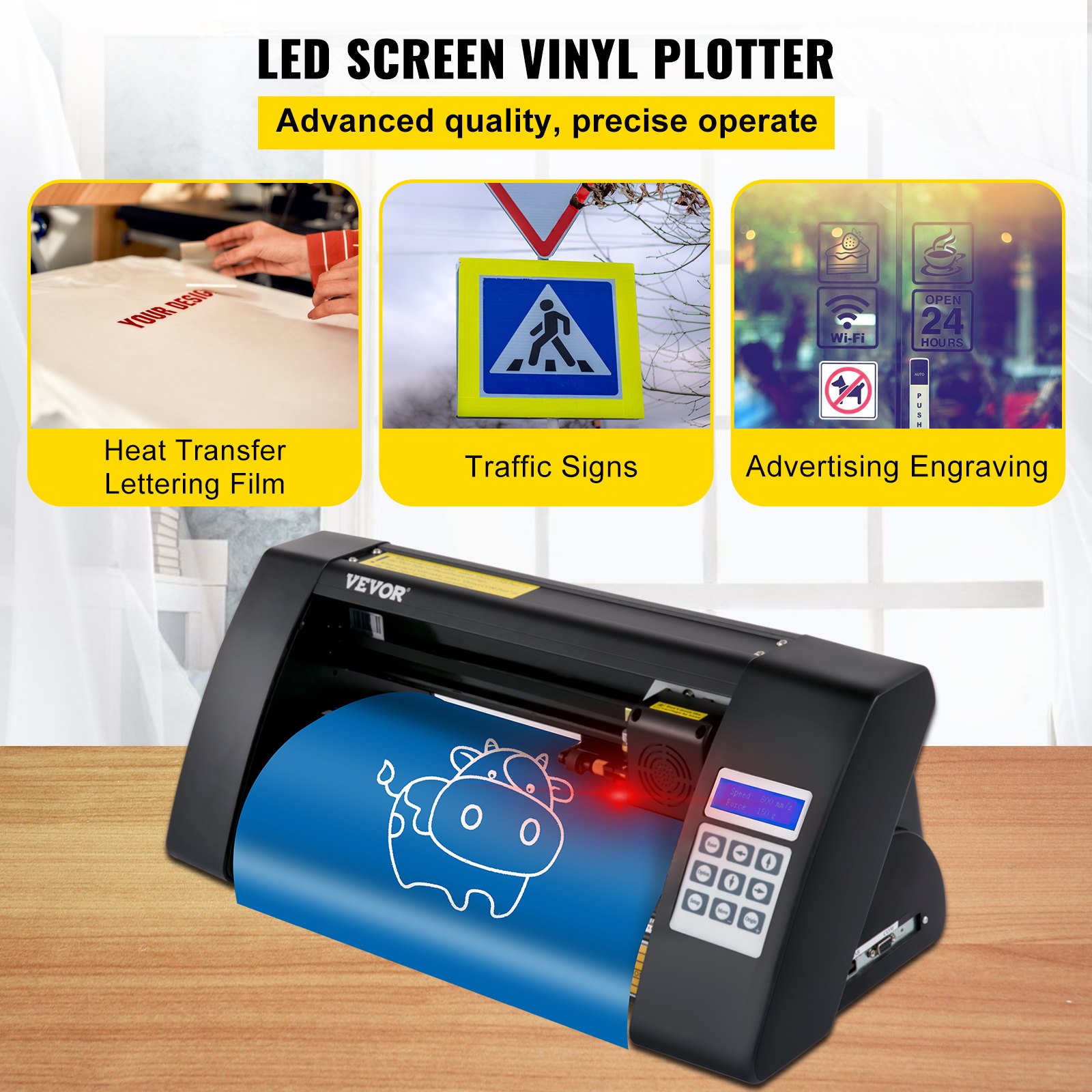 VEVOR VEVOR Vinyl Cutter 14in 375mm Vinyl Plotter LED Guide Light ...