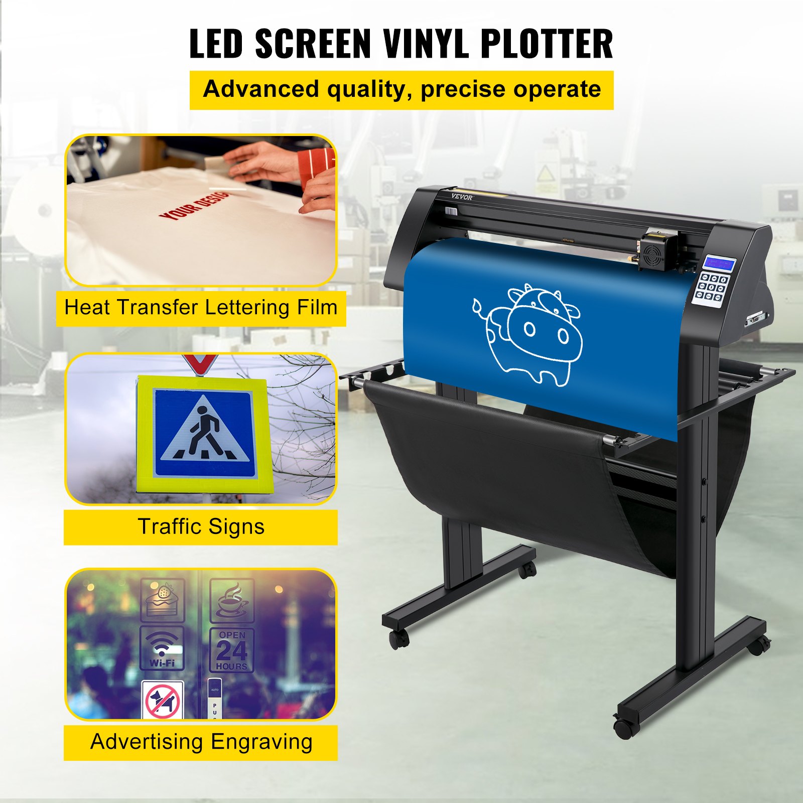 VEVOR VEVOR Vinyl Cutter 720mm Vinyl Plotter LED Guide Light Signmaster ...