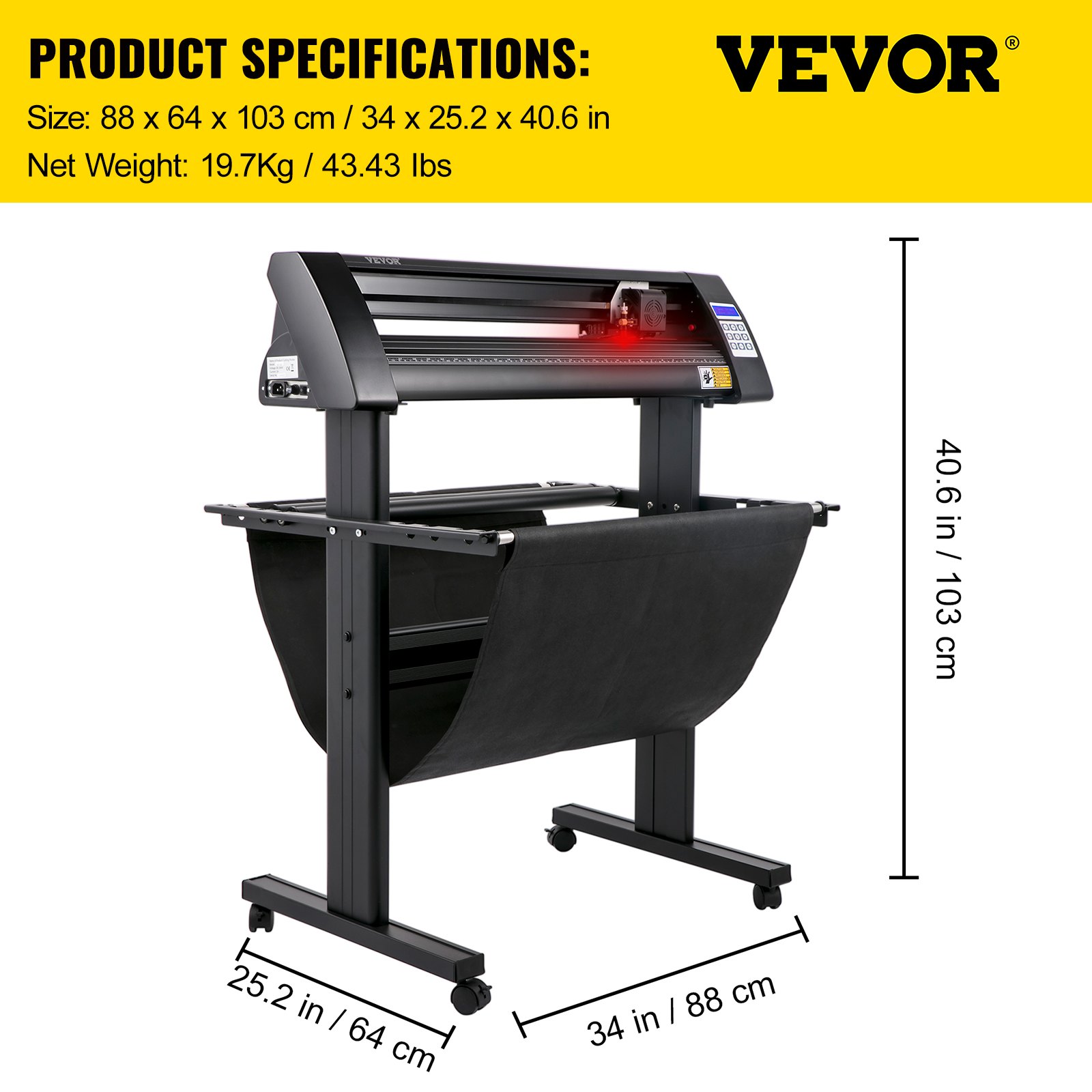 VEVOR VEVOR Vinyl Cutter 720mm Vinyl Plotter LED Guide Light Signmaster ...
