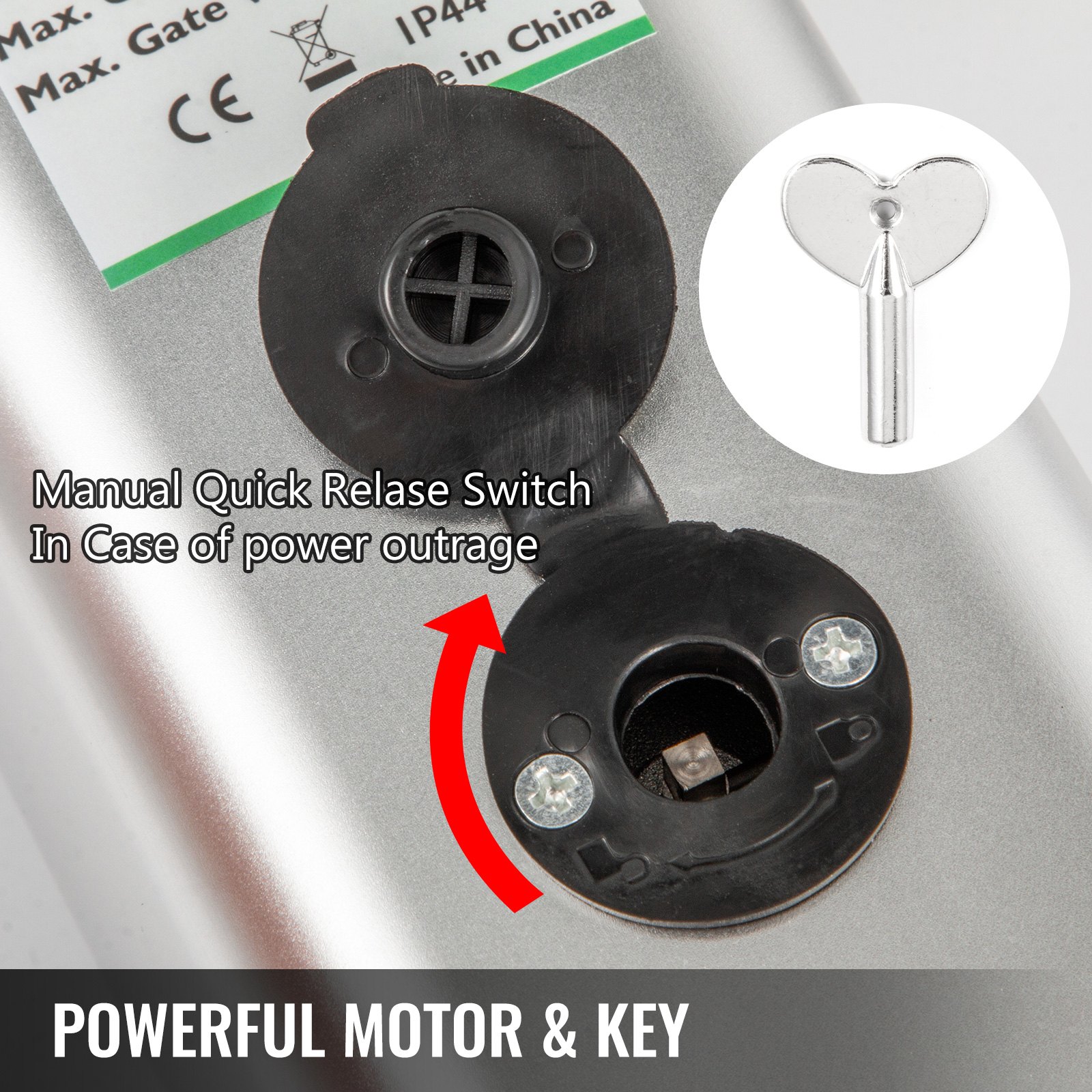 VEVOR Electric Gate Opener, Single Swing Gate Opener 16mm/s Speed 50W ...