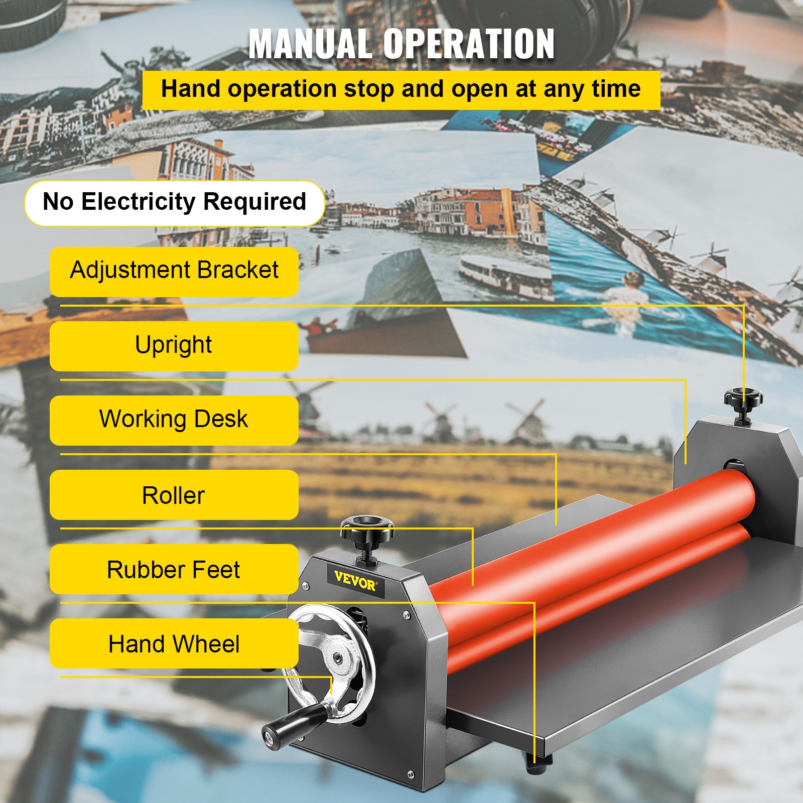 VEVOR 39 Inch Cold Laminator Machine 10mm Manual Vinyl Photo Film Cold ...