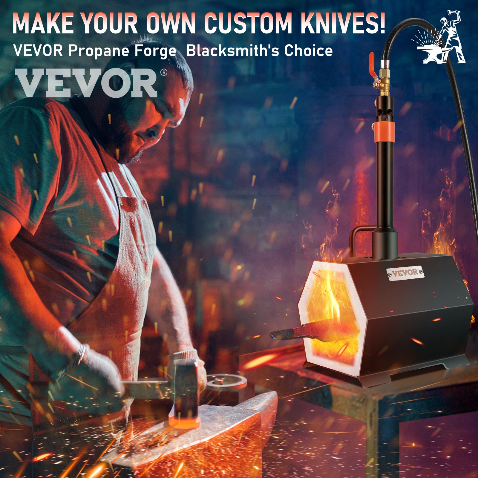 VEVOR Propane Forge Farrier Forge Single Burner Tool Knife Making ...