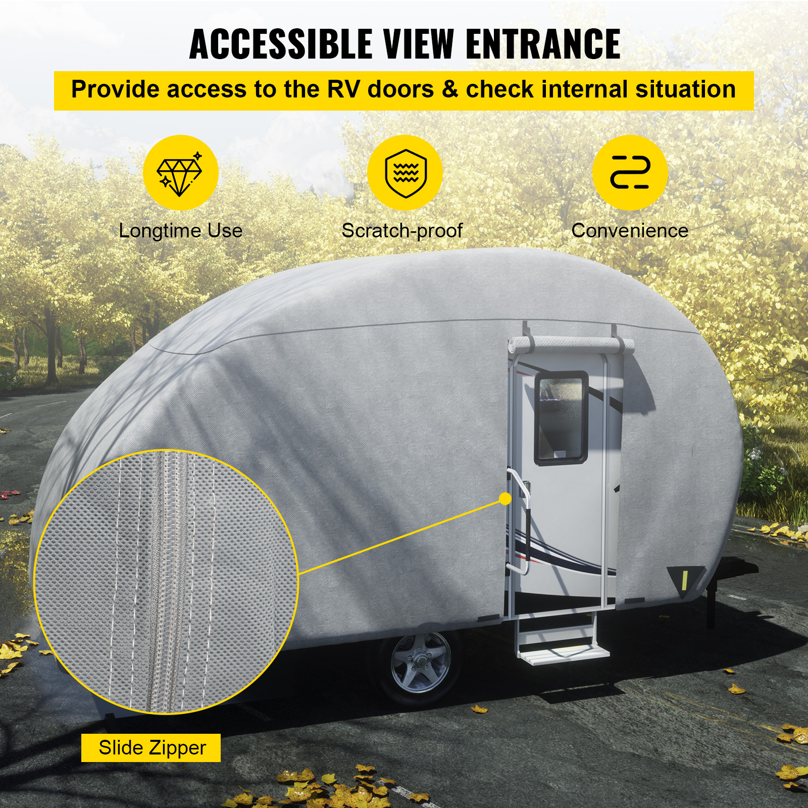 VEVOR Teardrop Trailer Cover Teardrop Camper Cover Fit for 10-12 ft ...