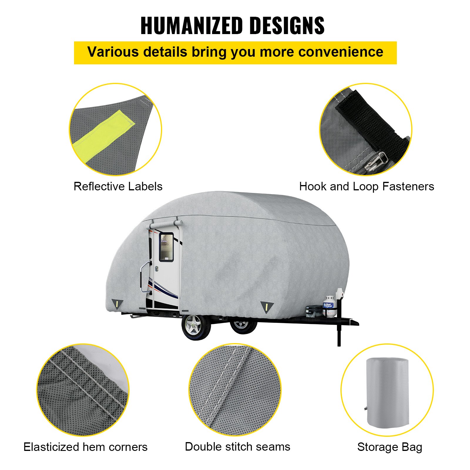 VEVOR Teardrop Trailer Cover, Fit for 16' - 18' Trailers, Upgraded Non ...