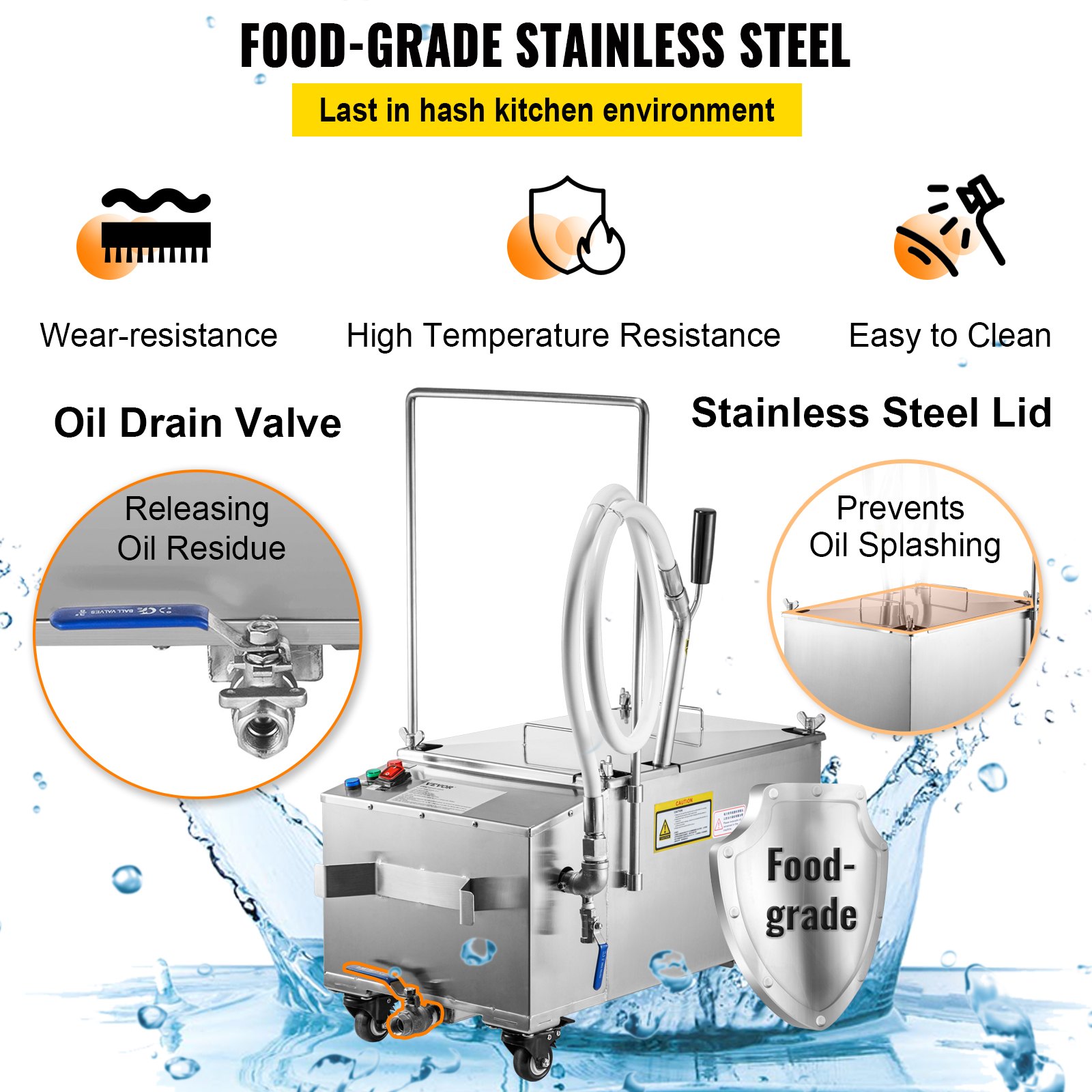 40L 80LBS Oil Capacity Oil Filtration System Fryer Filter W/ Stainless ...