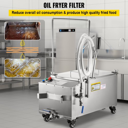 58L 116LBs Oil Capacity Oil Filtration System Fryer Filter W/ Stainless ...