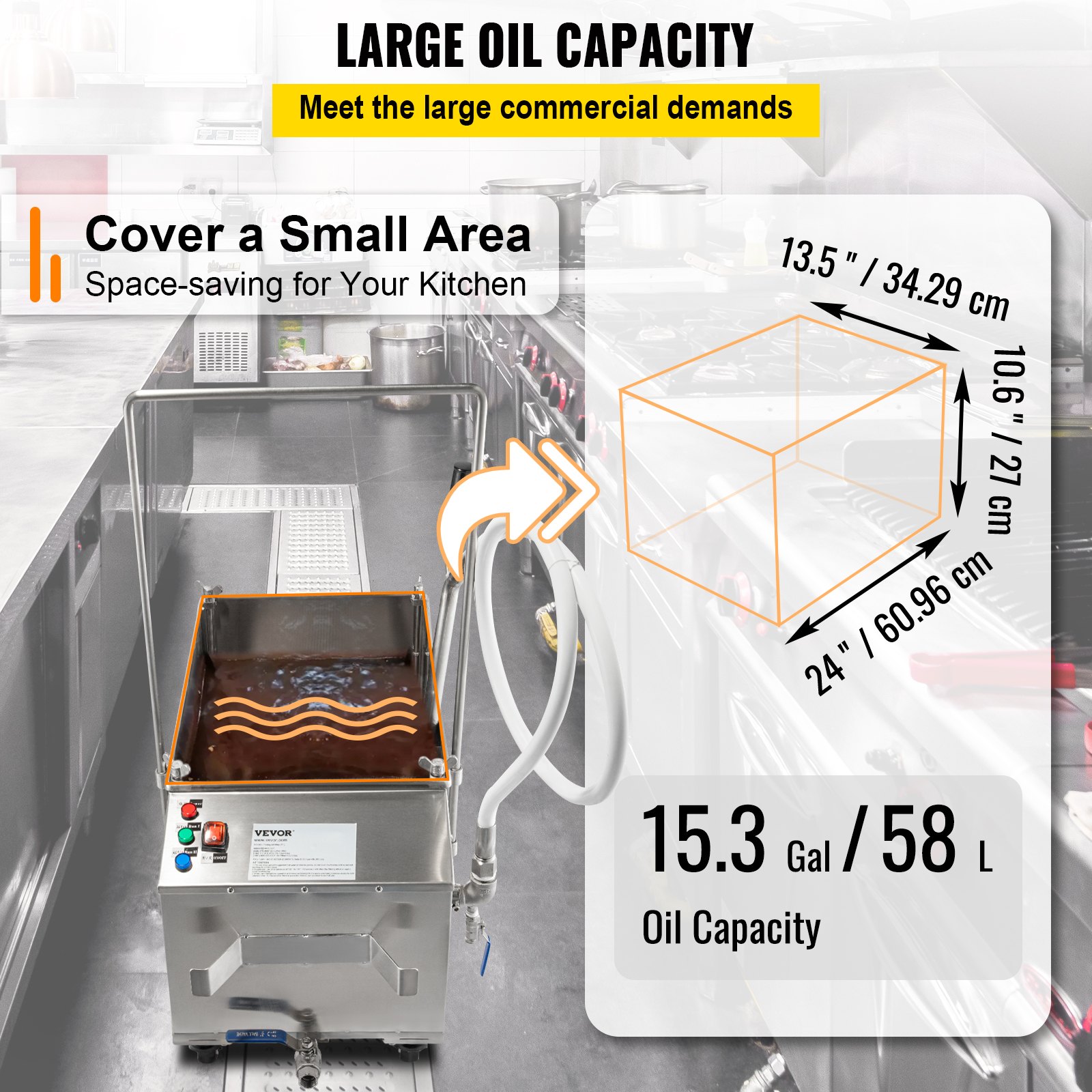58L 116LBs Oil Capacity Oil Filtration System Fryer Filter W/ Stainless ...
