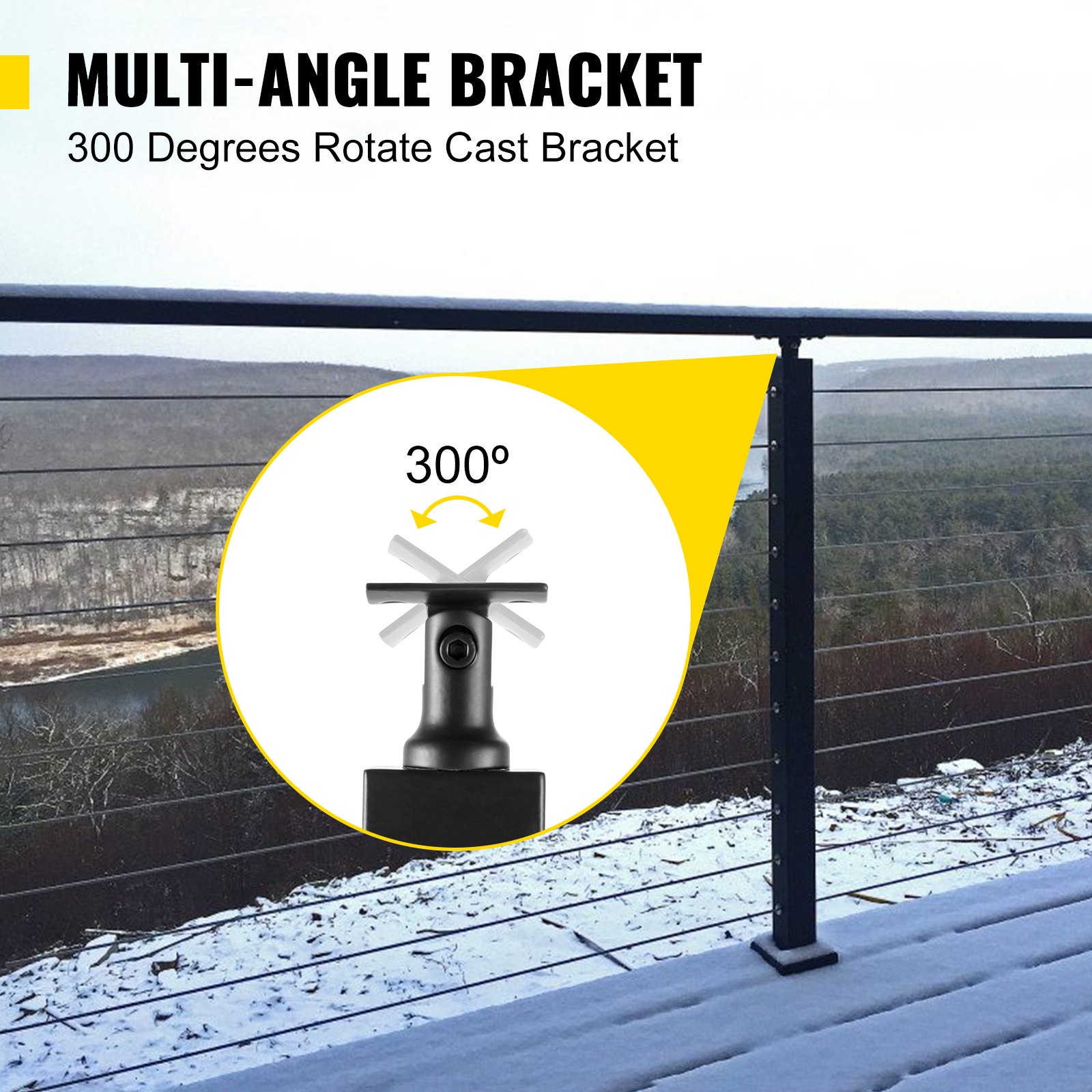 VEVOR VEVOR Cable Railing Post Deck Railing 42x1x2" Black Post w/ Pre ...
