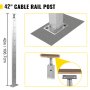 VEVOR Cable Railing Post Level Deck Stair Post 42 x 0.98 x 1.97" Cable ...