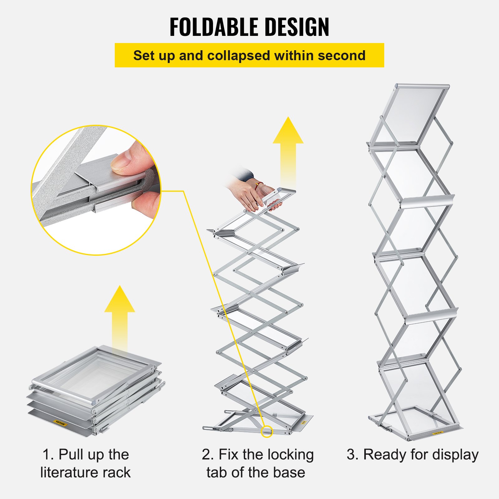 VEVOR Literature Stand Literature Display 6 Pockets Catalog Literature ...