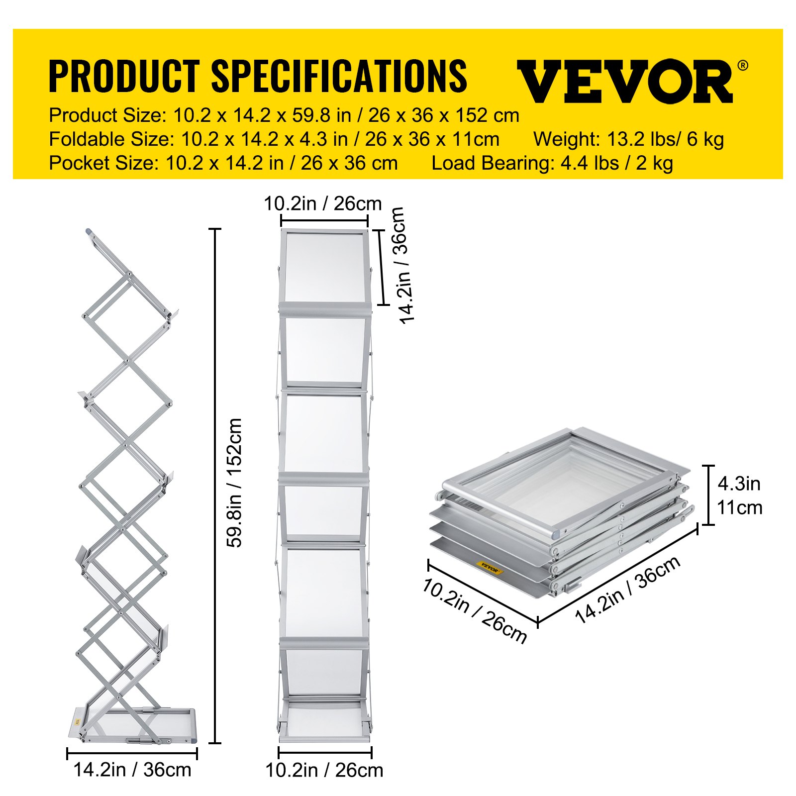 VEVOR Literature Stand Literature Display 6 Pockets Catalog Literature ...