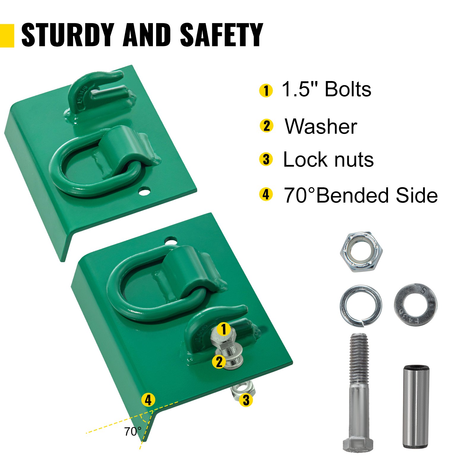 VEVOR Tractor Bolt on Hooks, 1/4" Bolt on Grab Hooks, 4700LBS G70 ...