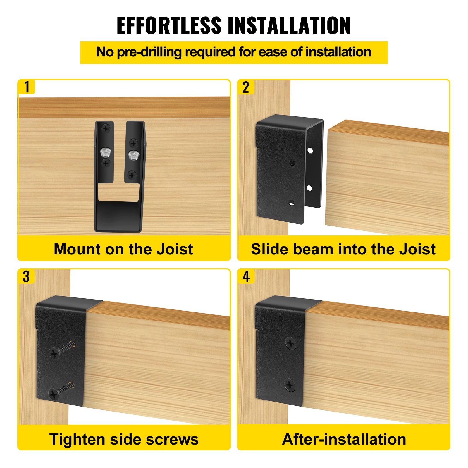 VEVOR Concealed-Flange Joist Hanger Face-mount Joist Hanger 24pc for 2 ...