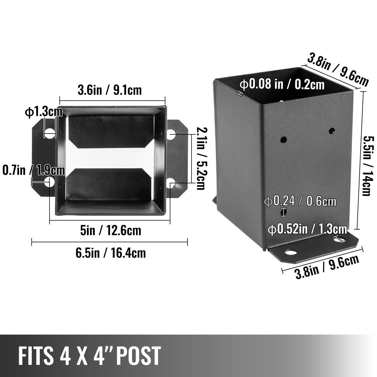 VEVOR Post Base, 4 x 4 inch (Inner Size 3.6 x 3.6 inch) 10PCS Wood ...
