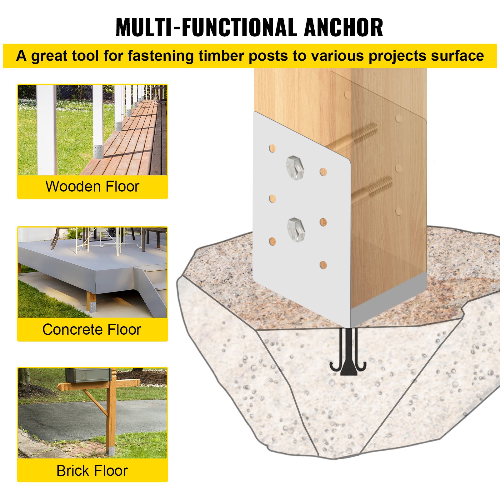 VEVOR Standoff Post Base 4 x 6"(Inner Size:3.74 x 5.12") 10 PCS ...